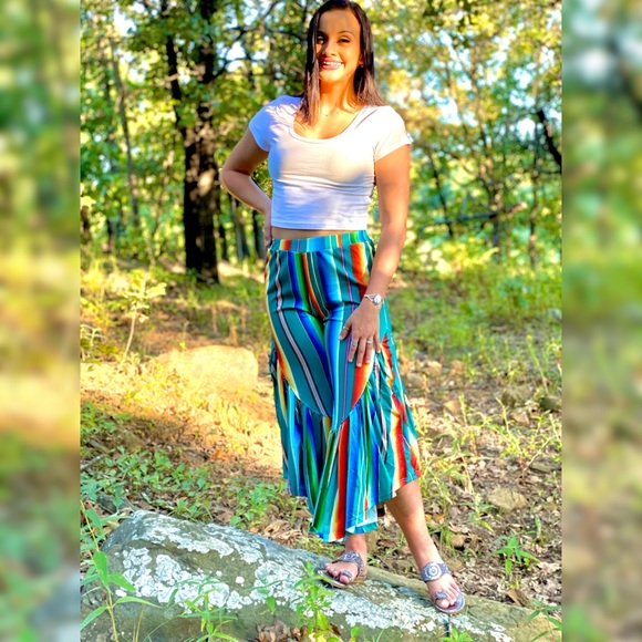 L&B | Pants & Jumpsuits | Serape Ruffle Pants | Poshmark